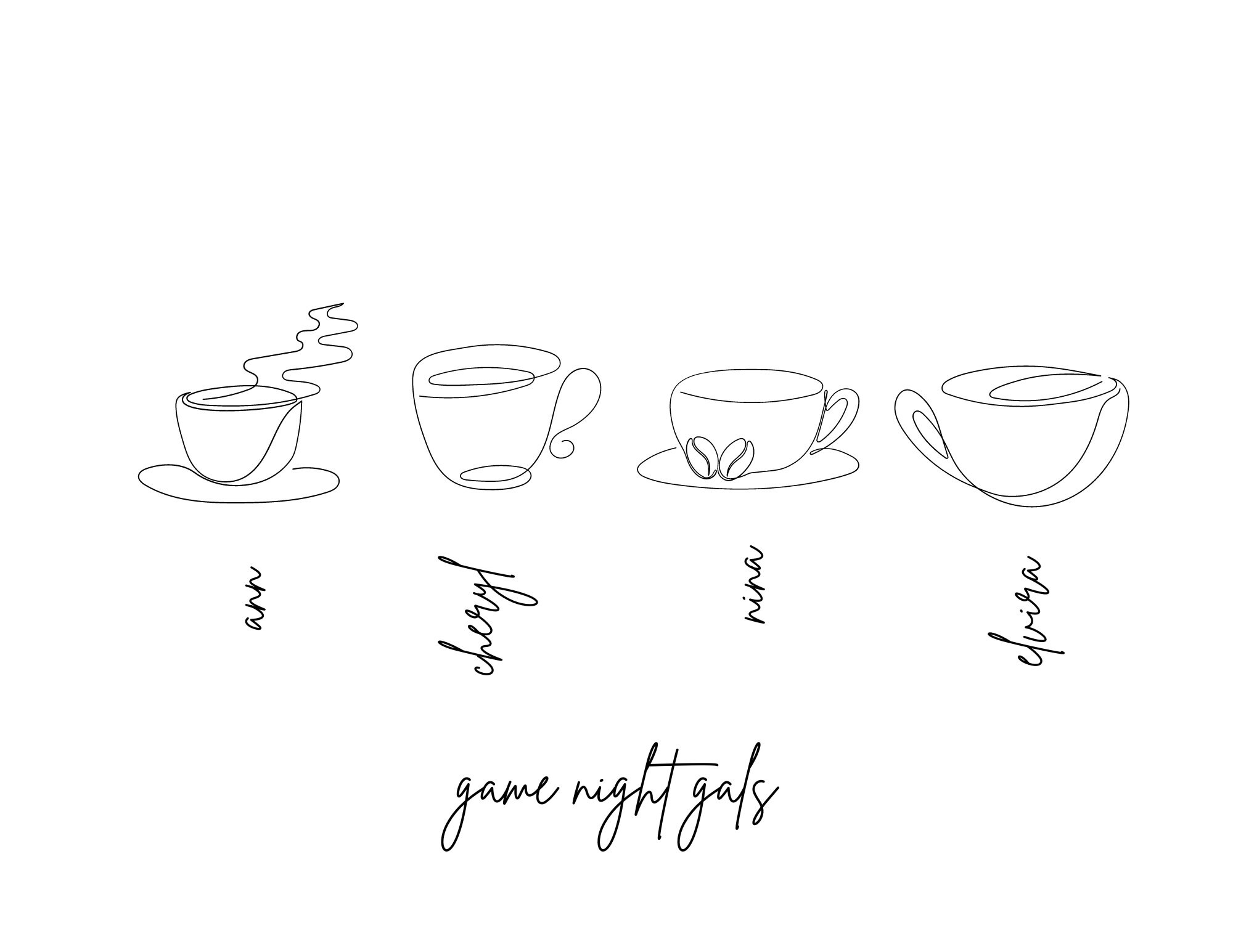 Simple Black and White Mug Drawing Wall Art, Custom Minimalist Mug and ...