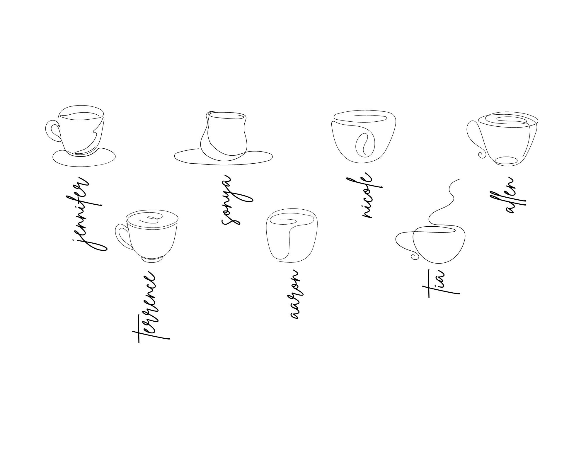 Simple Black and White Mug Drawing Wall Art, Custom Minimalist Mug and ...