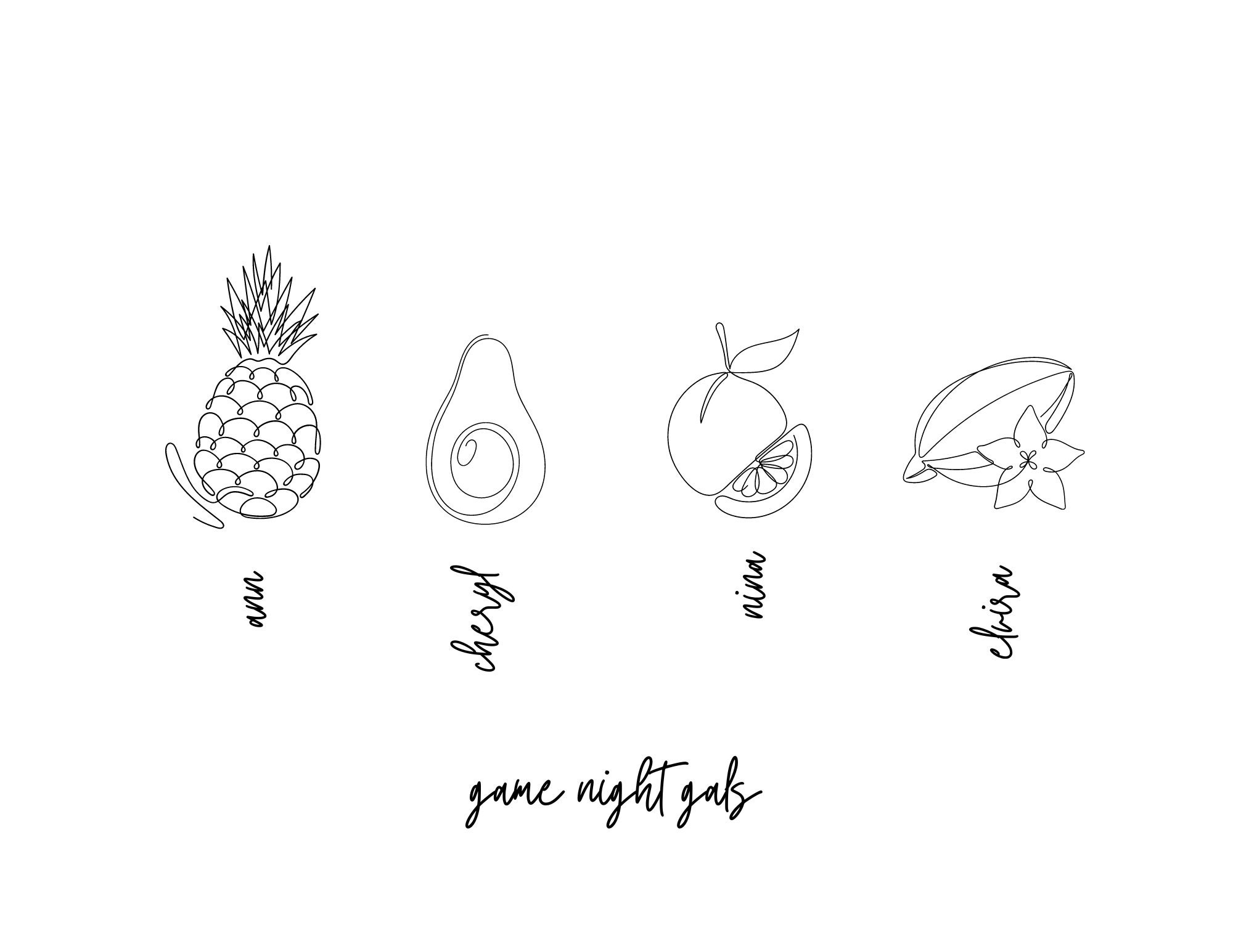 Personalized Fruit and Name Print, Custom Minimalist Fruit and Name ...