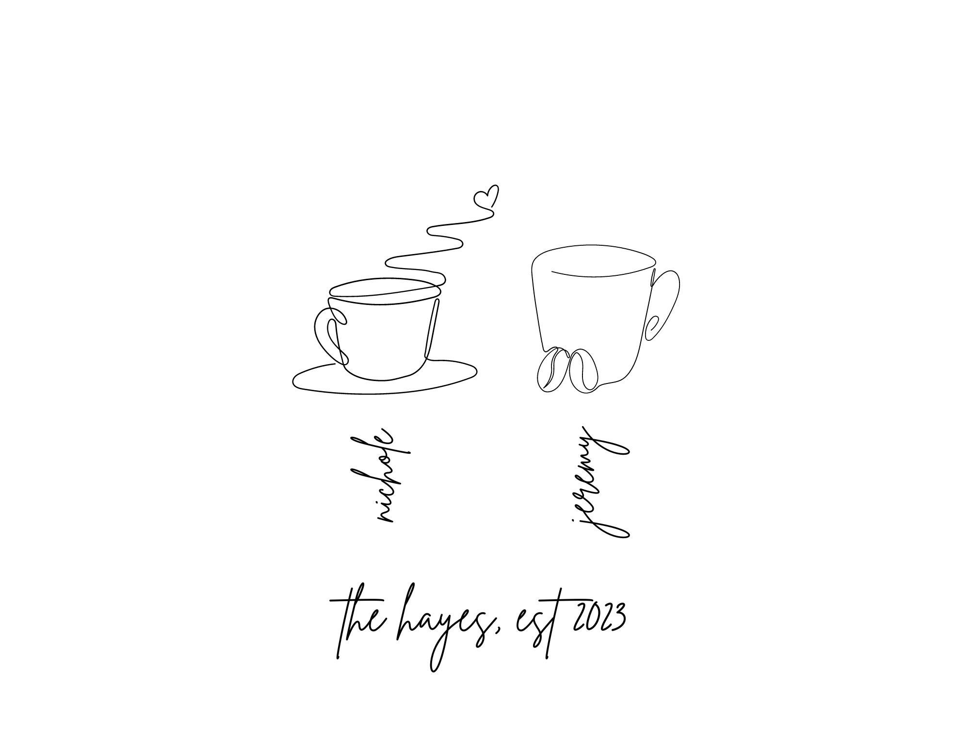 Simple Black and White Mug Drawing Wall Art, Custom Minimalist Mug and ...