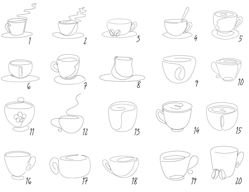 Simple Black and White Mug Drawing Wall Art, Custom Minimalist Mug and ...