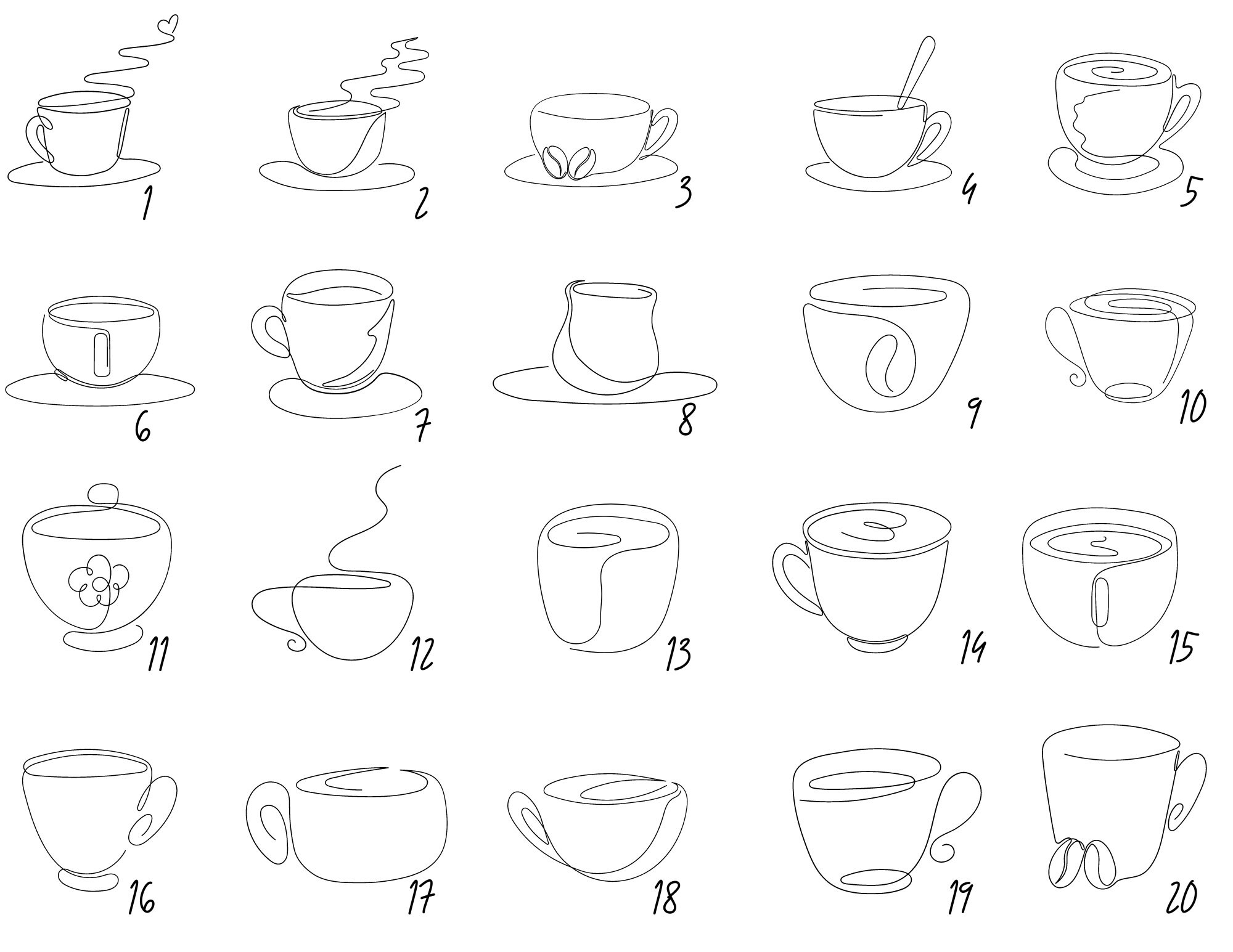 Simple Black and White Mug Drawing Wall Art, Custom Minimalist Mug and ...