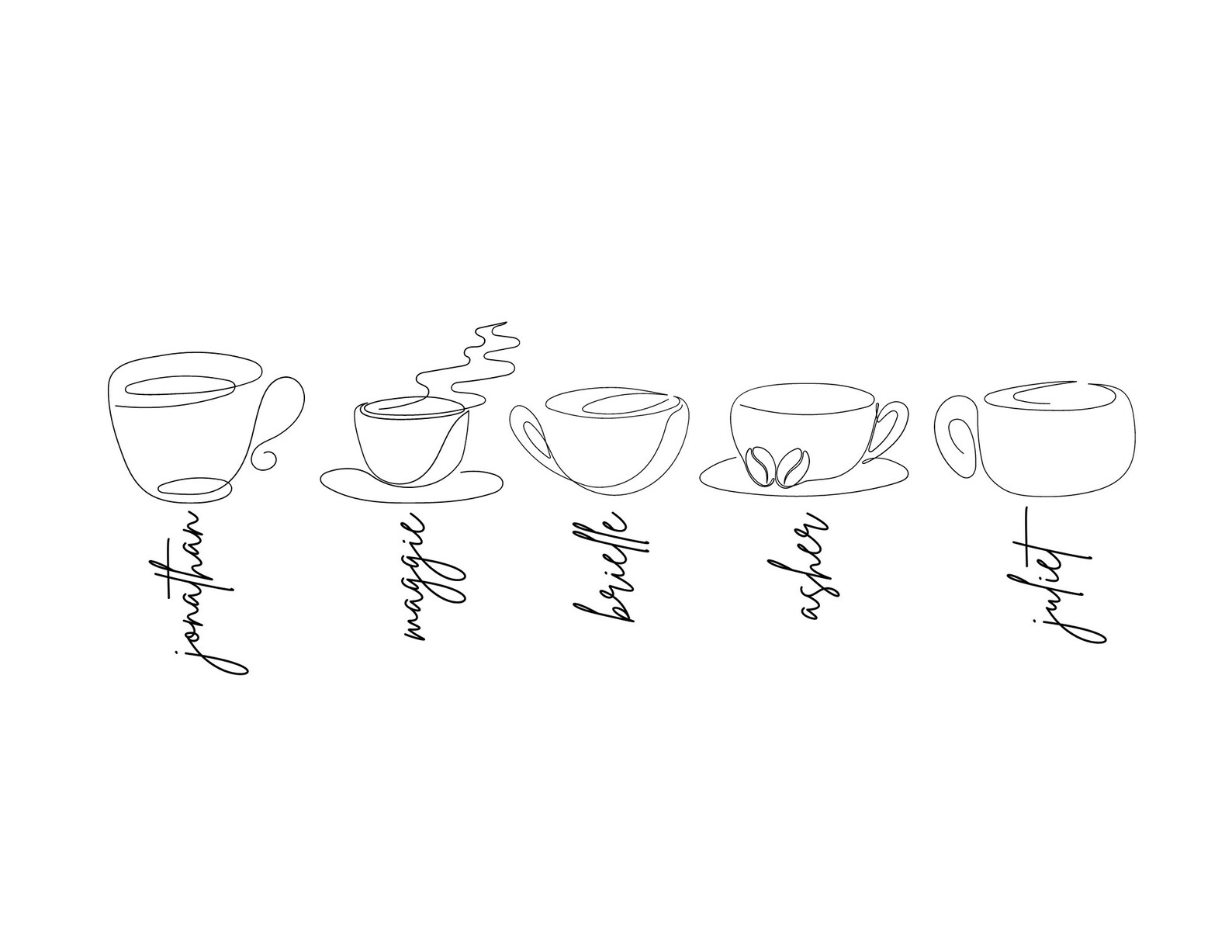 Simple Black and White Mug Drawing Wall Art, Custom Minimalist Mug and ...