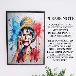 Straw Hat Luffy One Piece Digital Download, Wall Art, Printable Art ...