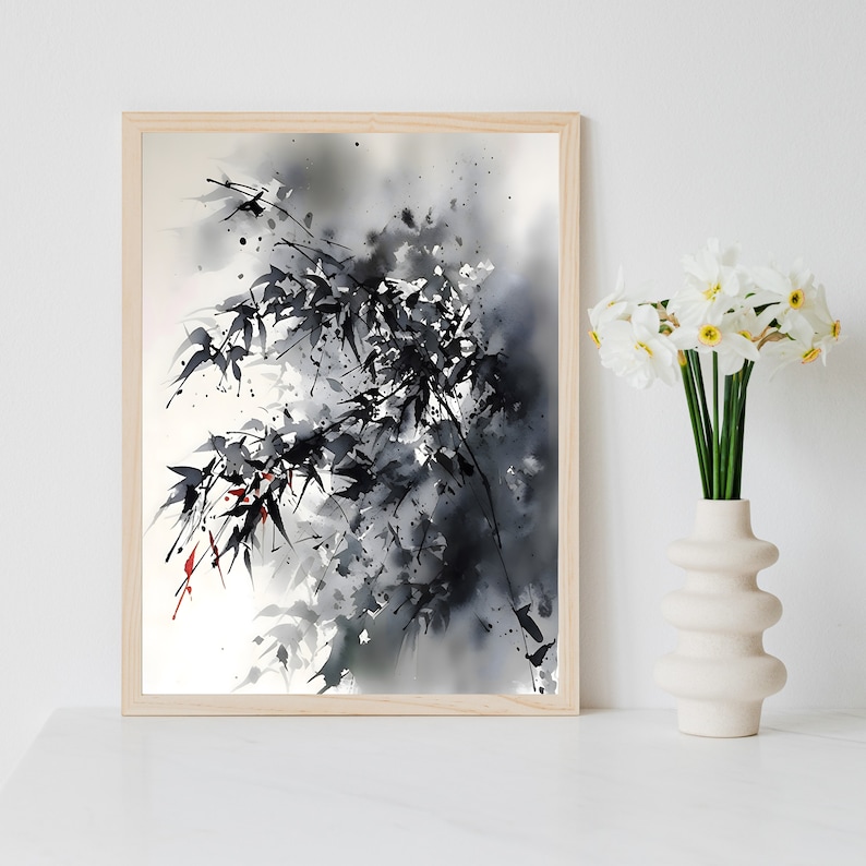 Abstract Ink Japanese Digital Download, Wall Art, Printable Art, Sumi-e ...