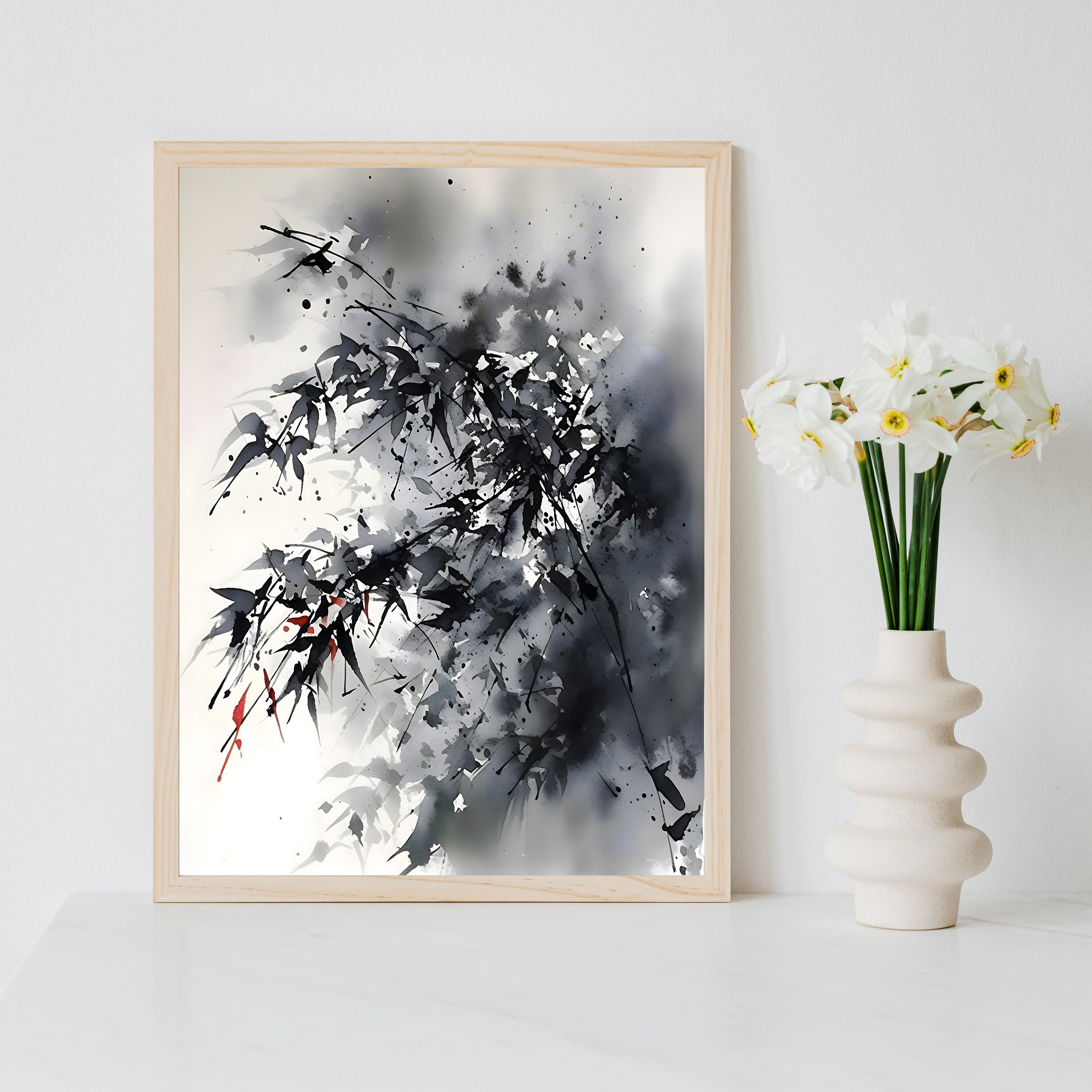 Abstract Ink Japanese Digital Download, Wall Art, Printable Art, Sumi-e ...