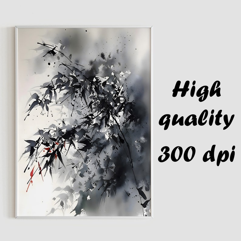 Abstract Ink Japanese Digital Download, Wall Art, Printable Art, Sumi-e ...