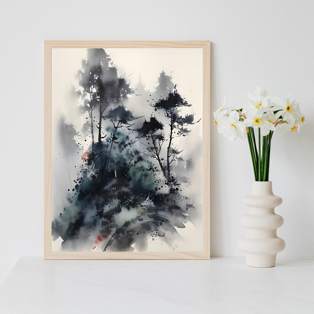 Abstract Ink Japanese Digital Download, Wall Art, Printable Art, Sumi-e ...