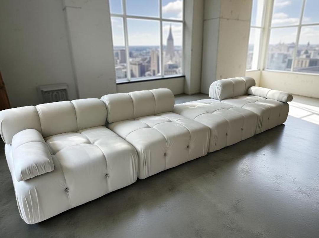 Velvet Boneless Bubble Modular Sofa - 4-seat U-shaped Sectional With 2 ...