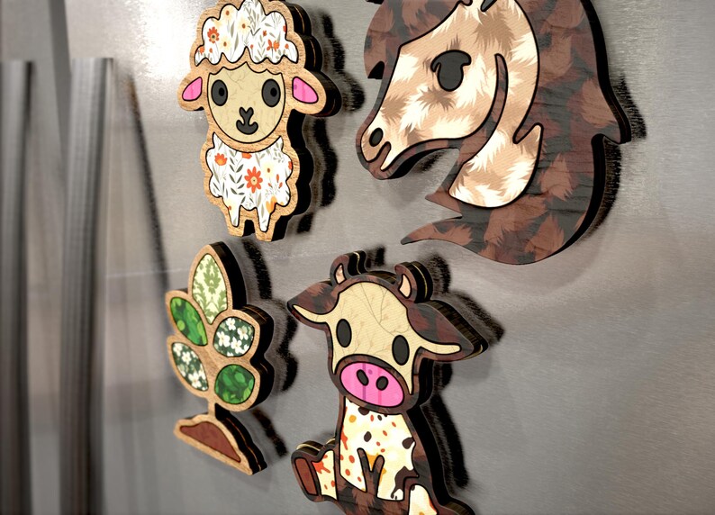 Farm Animals Magnets Collection SVG File, Farm Magnet Files, Animals ...
