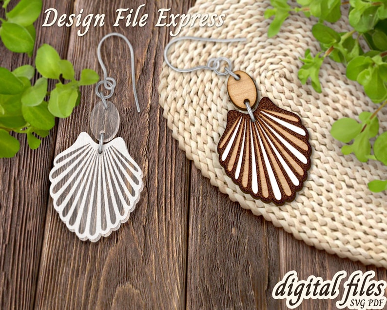 Shell Earring SVG, Seashell Wood Earring SVG, Shell Laser Cut Earrings ...