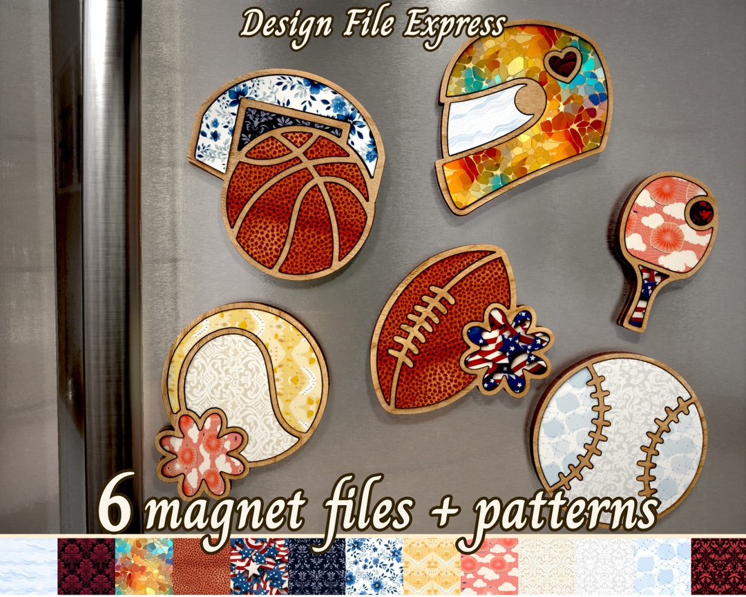 Sports Magnets Collection SVG File, Baseball Basketball Tennisball ...