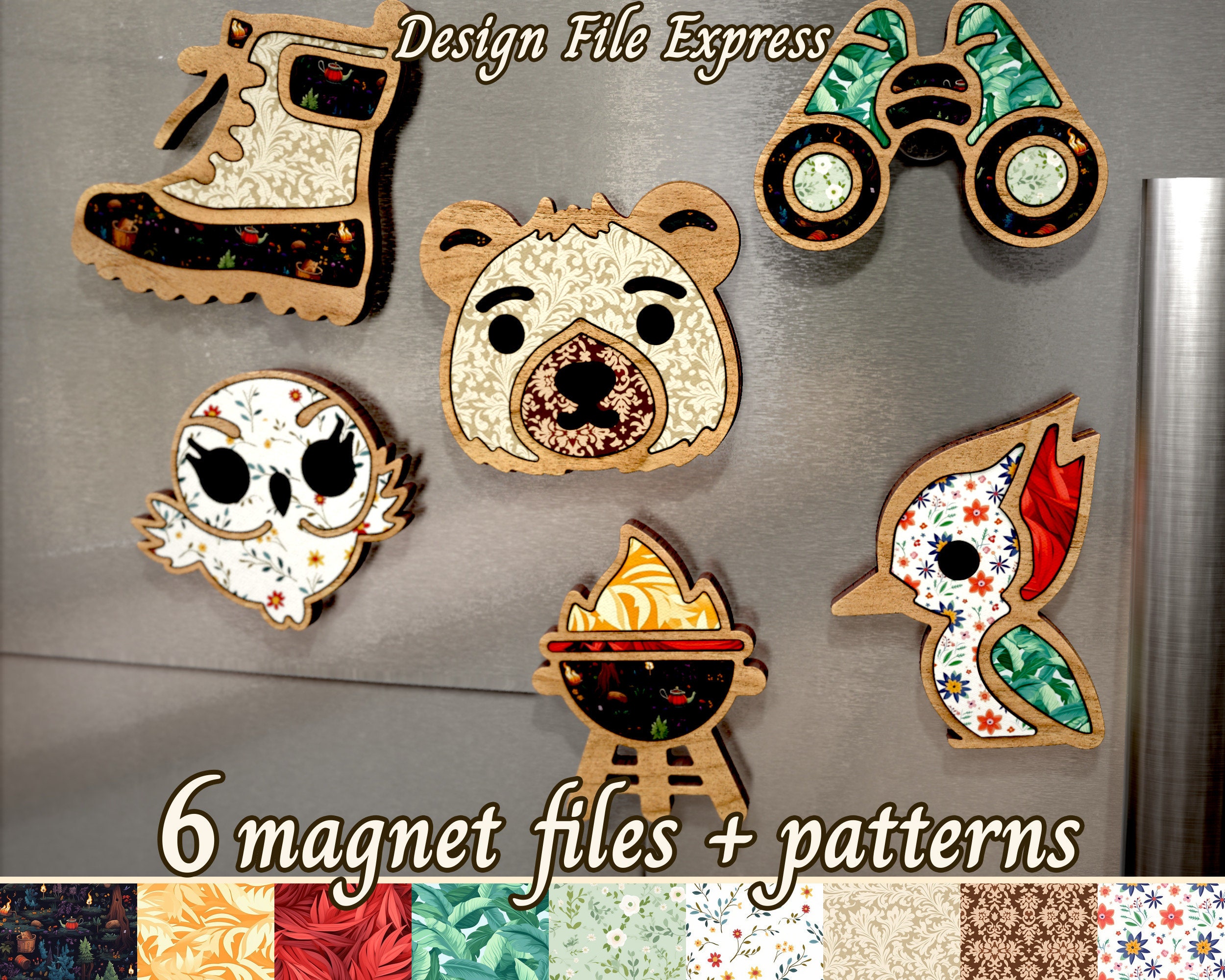 Outdoors Magnets Collection SVG File, Fridge Magnet Files, Hiking Boots ...