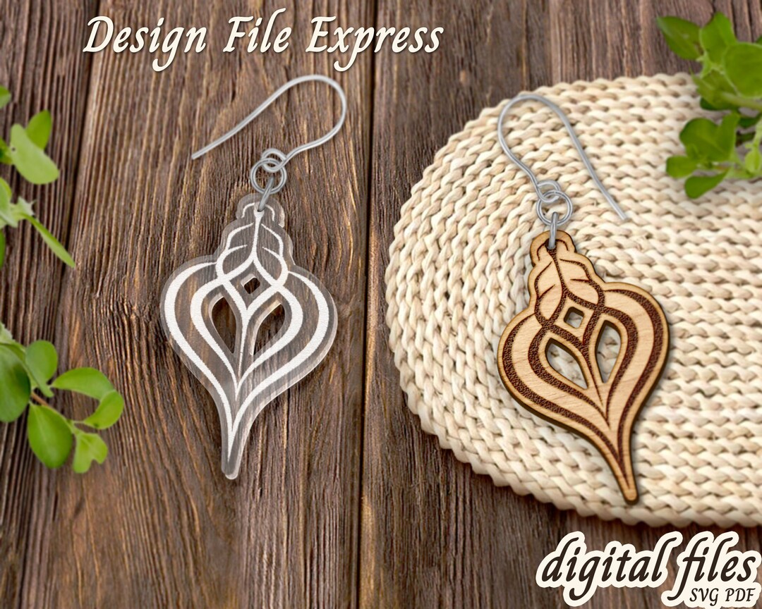 Boho Earring SVG, Abstractwood Earring SVG, Art Nouveau Laser Cut ...