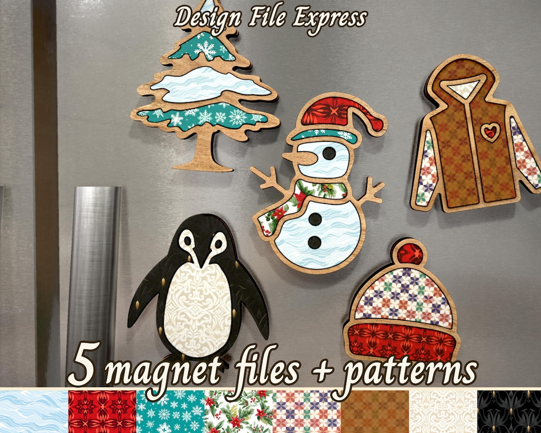 Winter Magnets SVG Files, Winter Magnet Collection Files, Snowman ...
