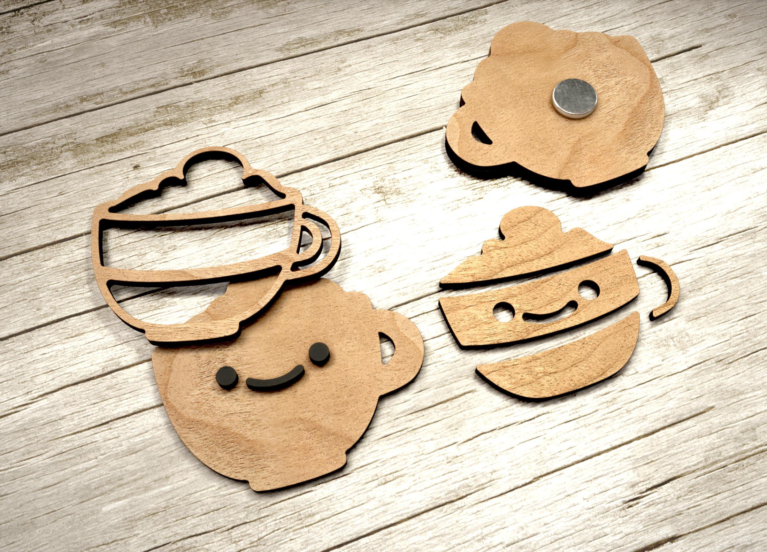 Winter II Magnets Collection SVG File, Reindeer Cup Snowflake Teakettle ...