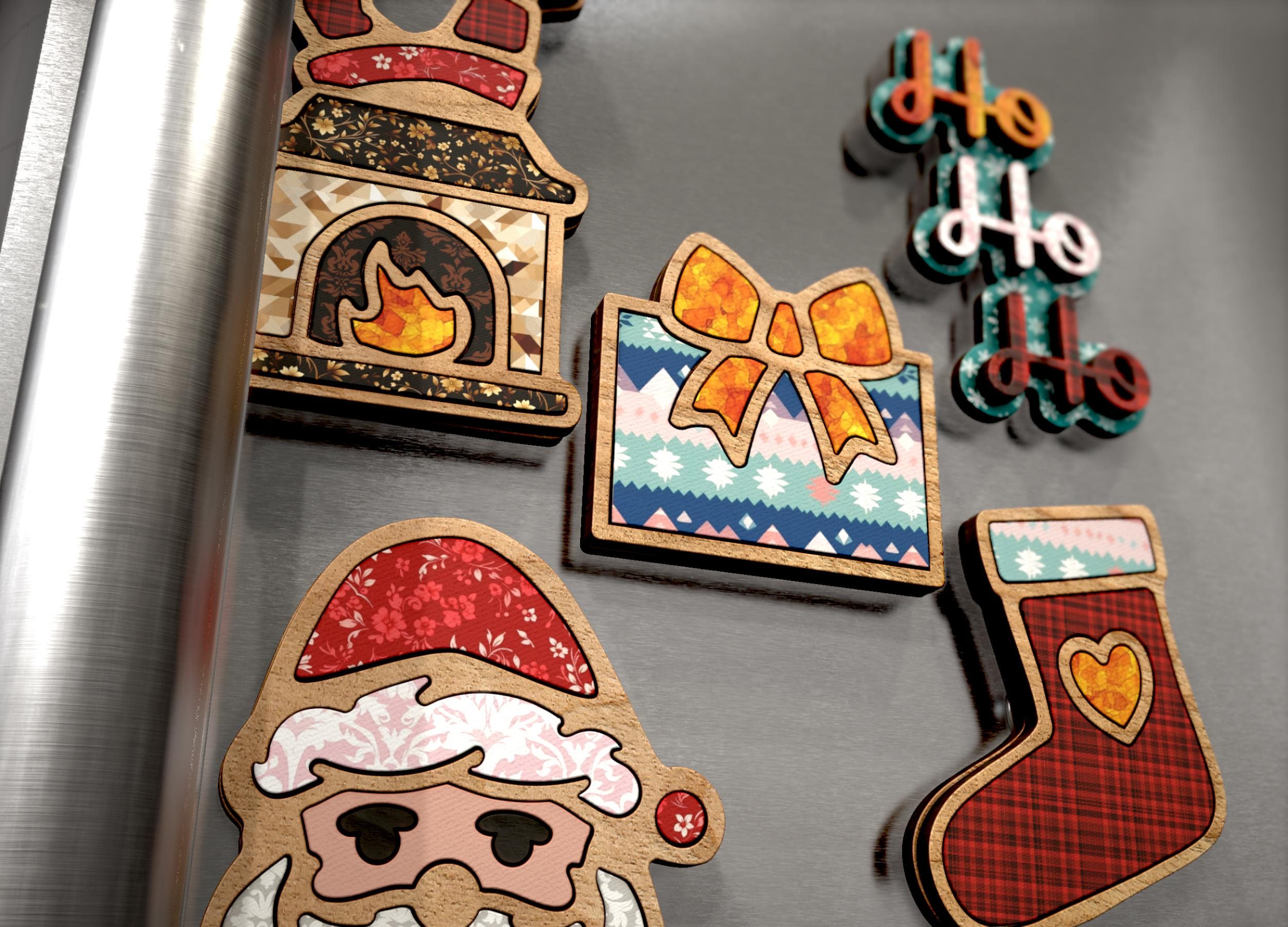 Santa I Magnets Collection SVG File, Santa Claus Magnet Files, Hohoho ...