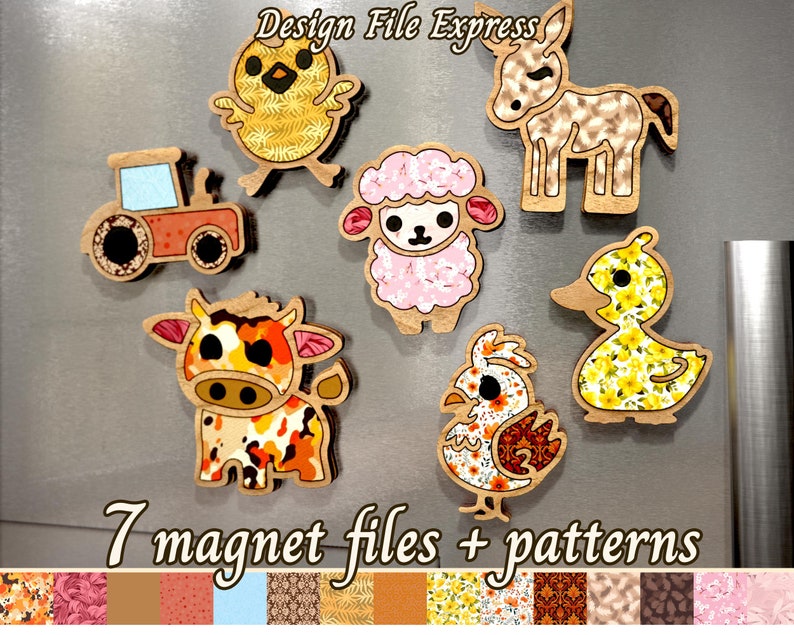 Farm Animal Magnet SVG Files: Laser Cut Fridge Magnets (digital ...