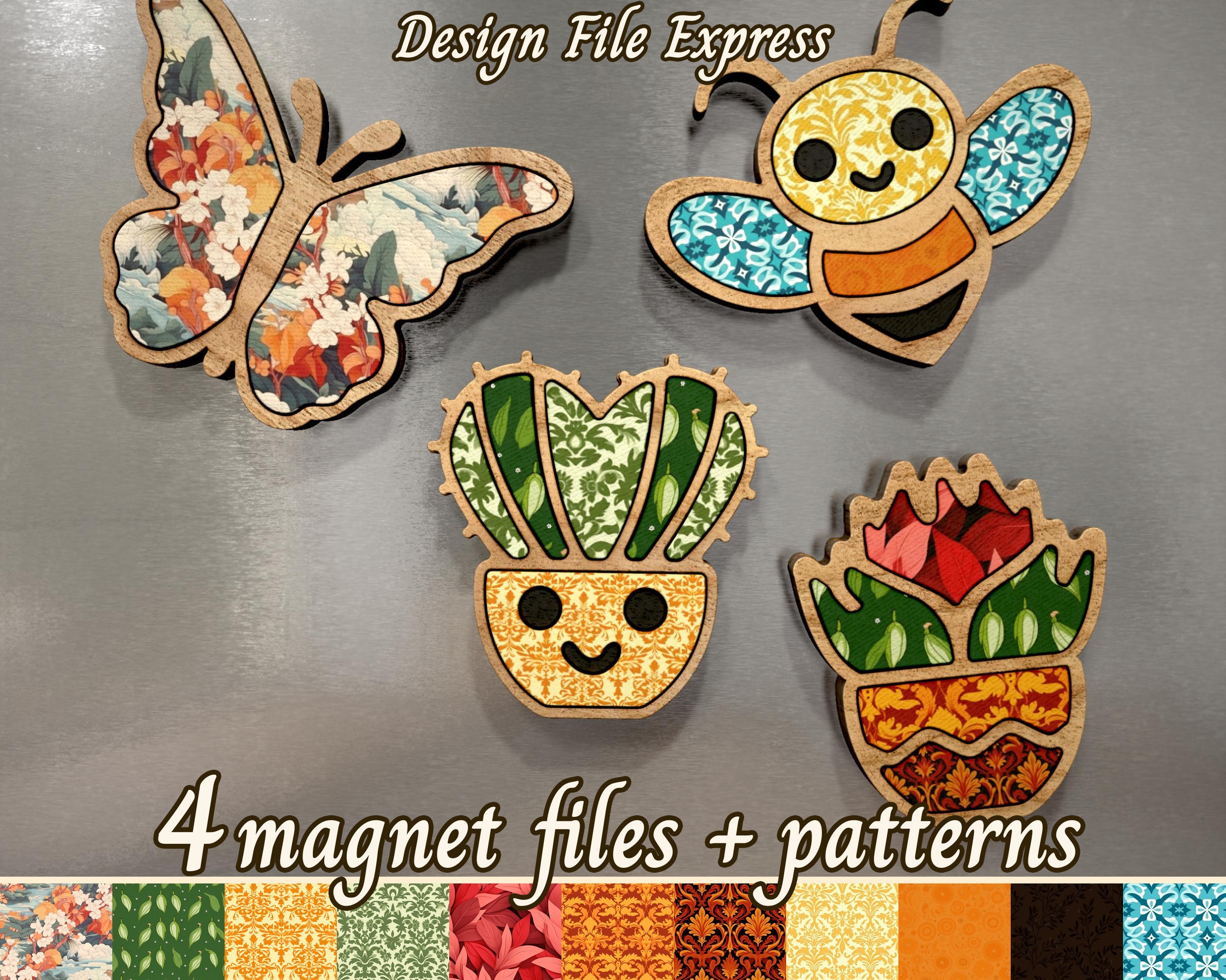 Succulent Magnets SVG Files, Cactus Magnet Collection Files, Honeybee ...