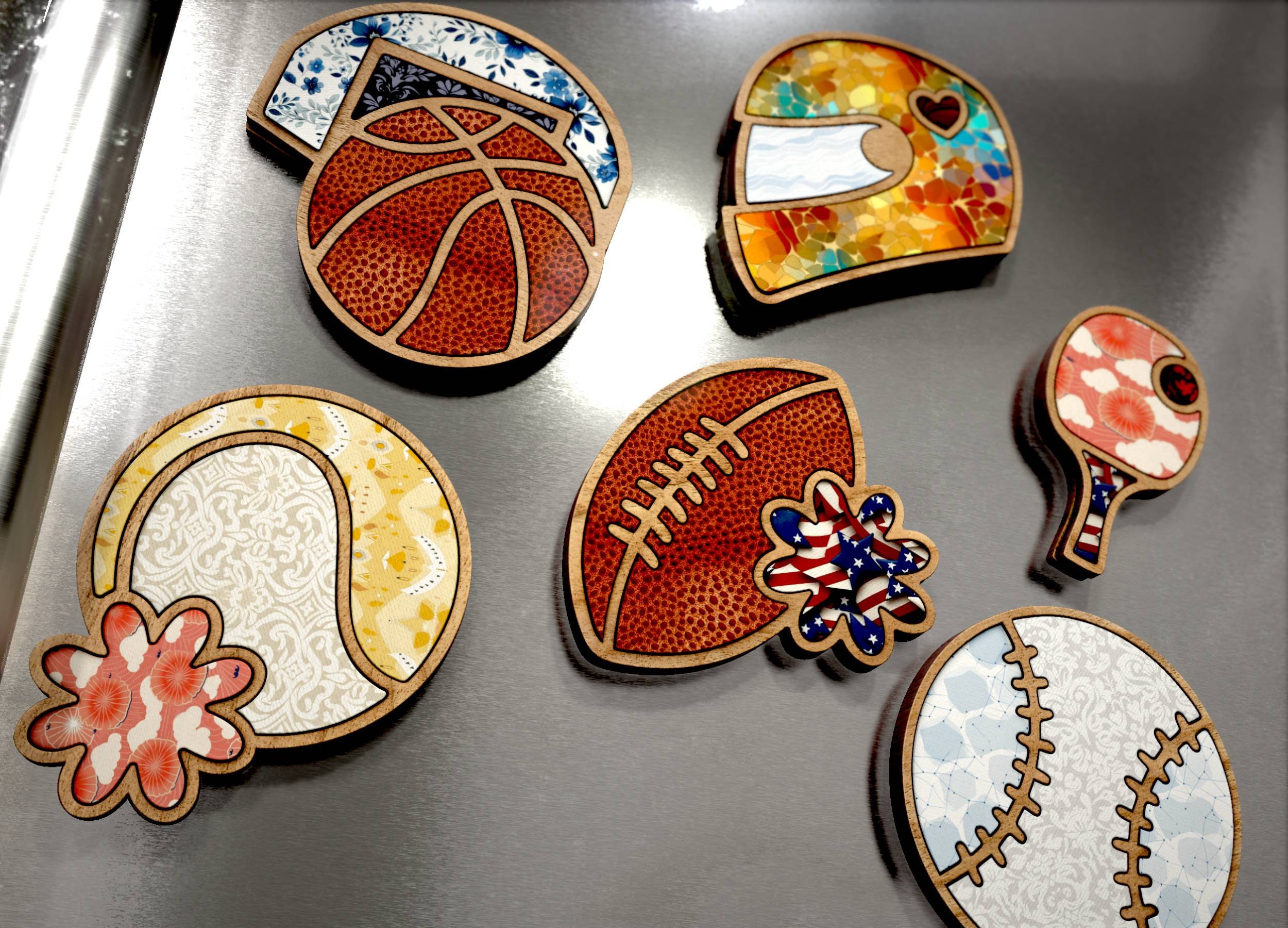 Sports Magnets Collection SVG File Baseball Basketball - Etsy