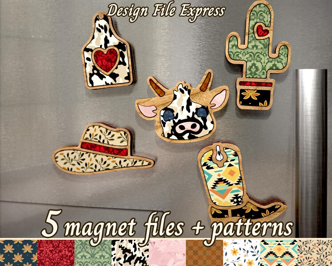 Western Magnet SVG Files: Cowboy, Cactus, Cow (digital Download) - Etsy