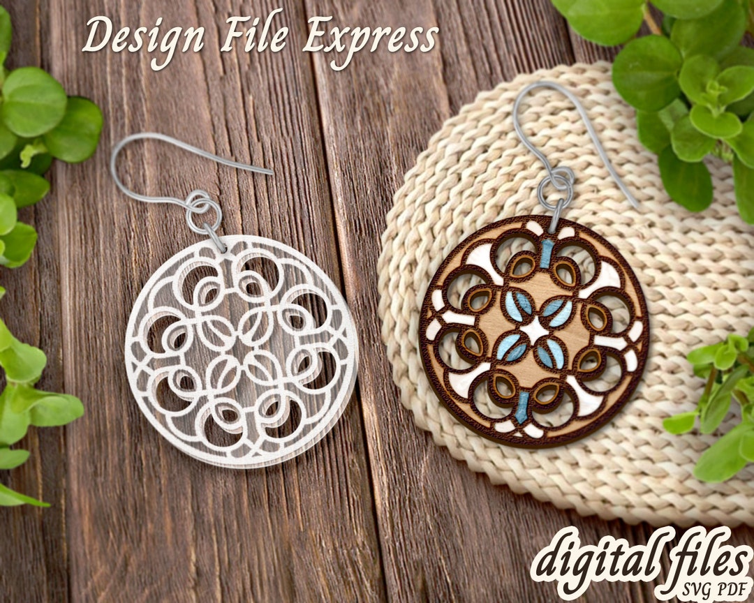 Mandala Earring SVG, Mandala Wood Earring SVG, Mandala Laser Cut ...