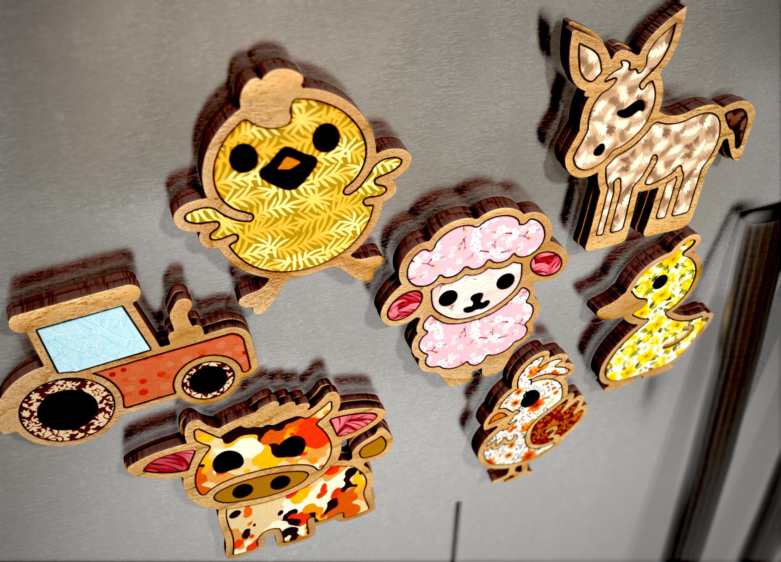 Farm Animal Magnet SVG Files: Laser Cut Fridge Magnets (digital ...