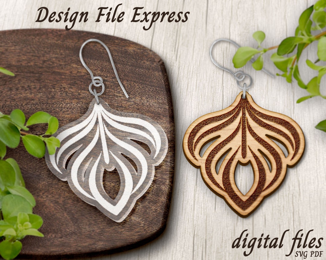 Leaf Shape Earring SVG Laser Cut File, Nature Earrings Design, Dangle ...