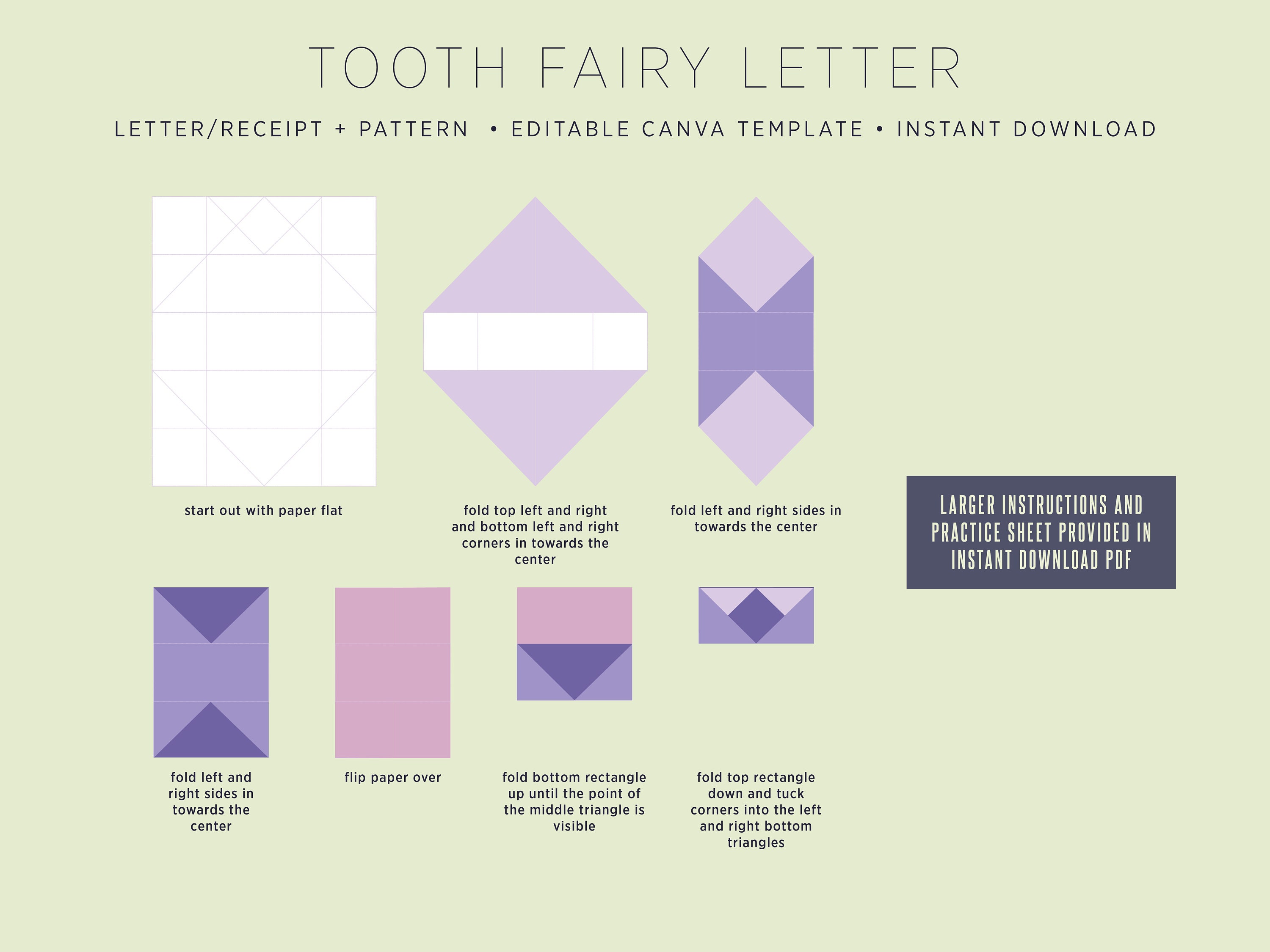 Tooth Fairy Letter Canva Template With Receipt Foldable Origami ...