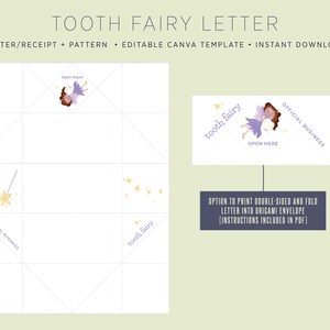 Tooth Fairy Letter Canva Template With Receipt Foldable Origami ...