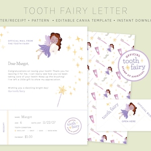 Tooth Fairy Letter Canva Template With Receipt Foldable Origami ...