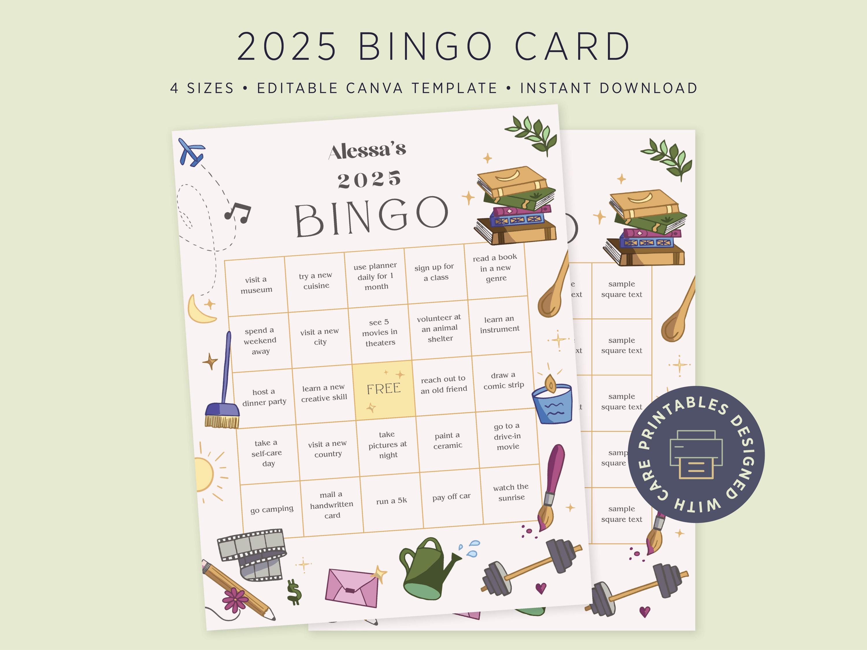 2025 Bingo Card Canva Digital Template, Manifestation Bingo, New Year’s ...