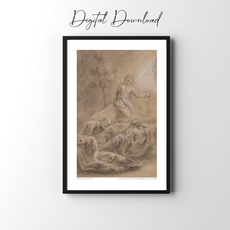 The Agony of Christ Drawing, Artist Jean Antoine Verschaeren, Digital ...