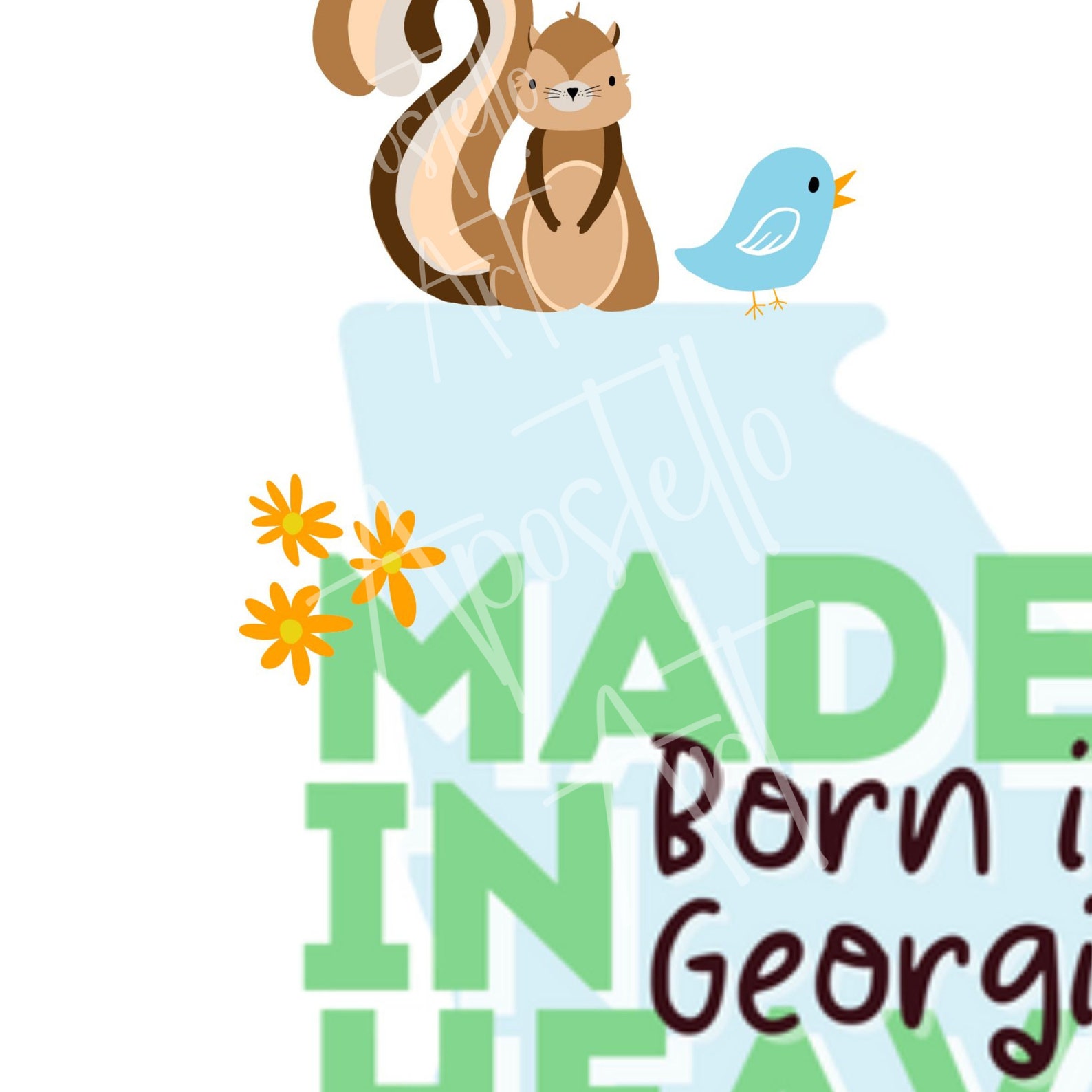 Made in Heaven Born in Georgia 10x10 Print on Fine Art Paper, State of ...