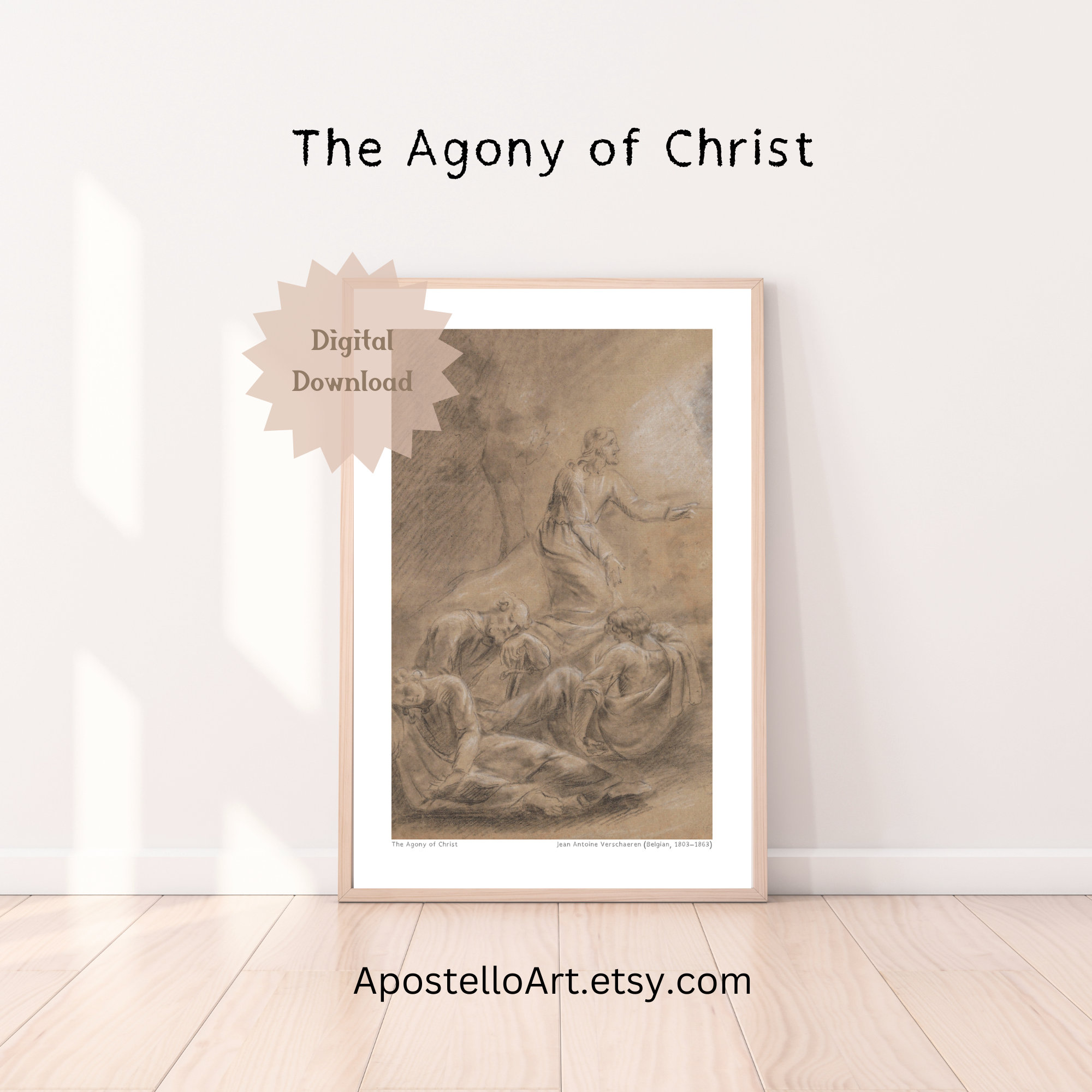 The Agony of Christ Drawing, Artist Jean Antoine Verschaeren, Digital ...