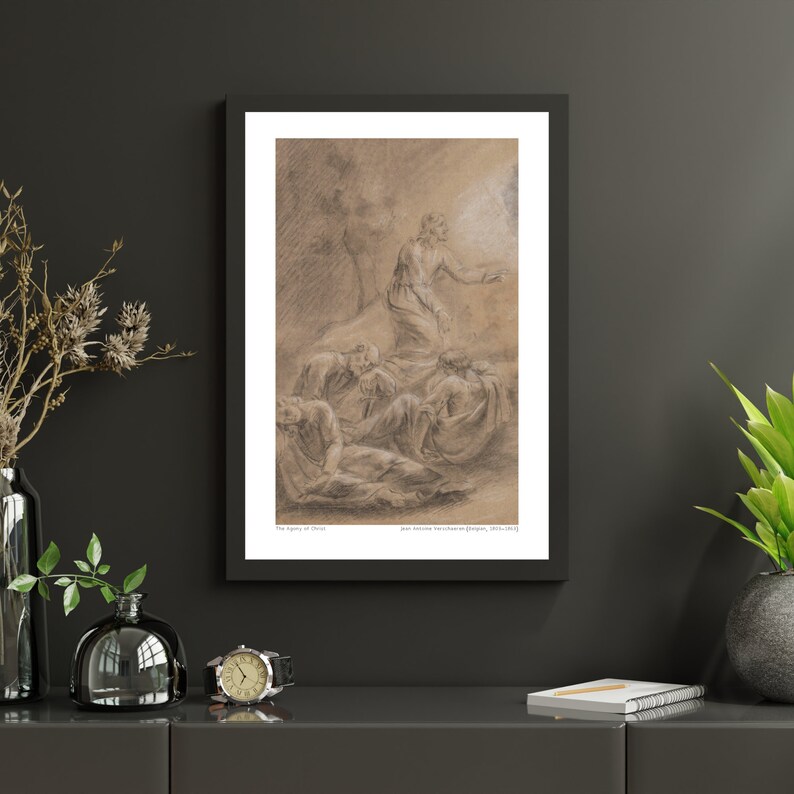 The Agony of Christ Drawing, Artist Jean Antoine Verschaeren, Digital ...
