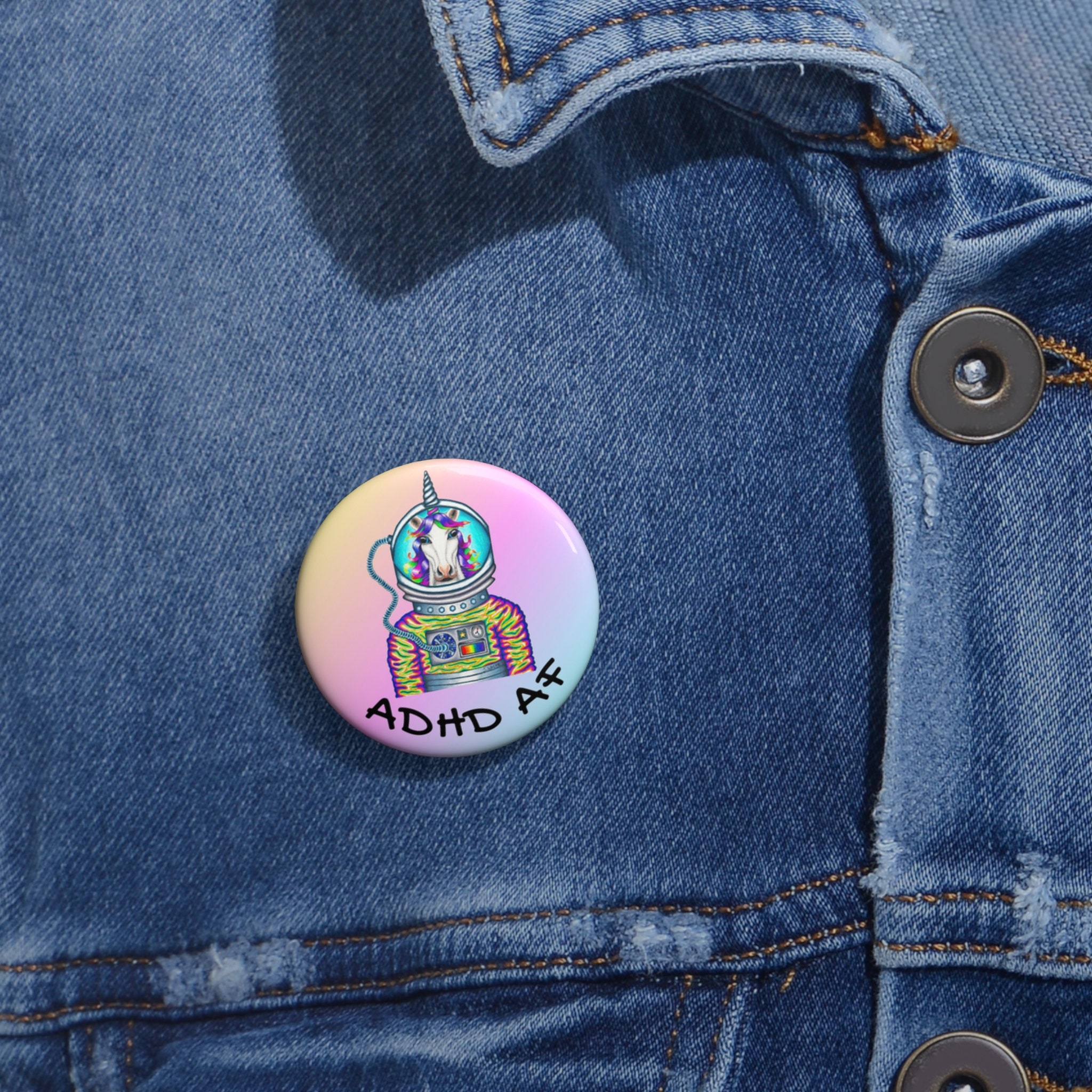 ADHD AF Button Pin - ADHD Badge - Neurospicy Badge - Etsy