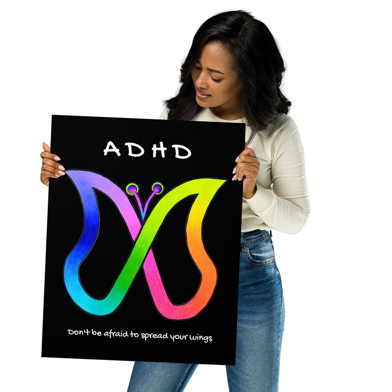 ADHD Wall Art Print -ADHD Infinity Butterfly Symbol - Embrace ADHD - Etsy