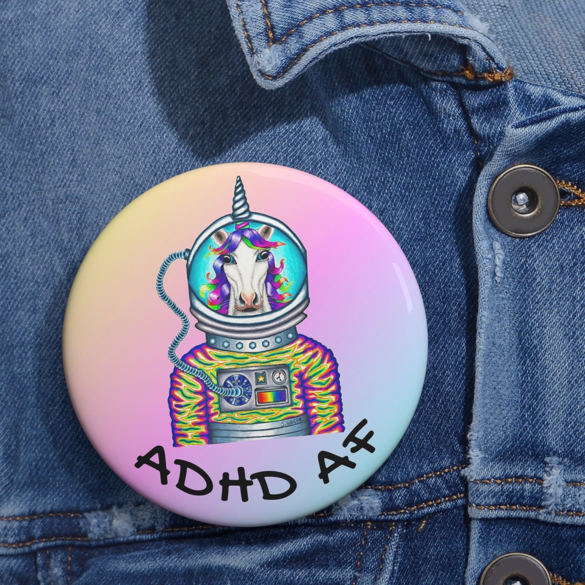 ADHD AF Button Pin - ADHD Badge - Neurospicy Badge - Etsy