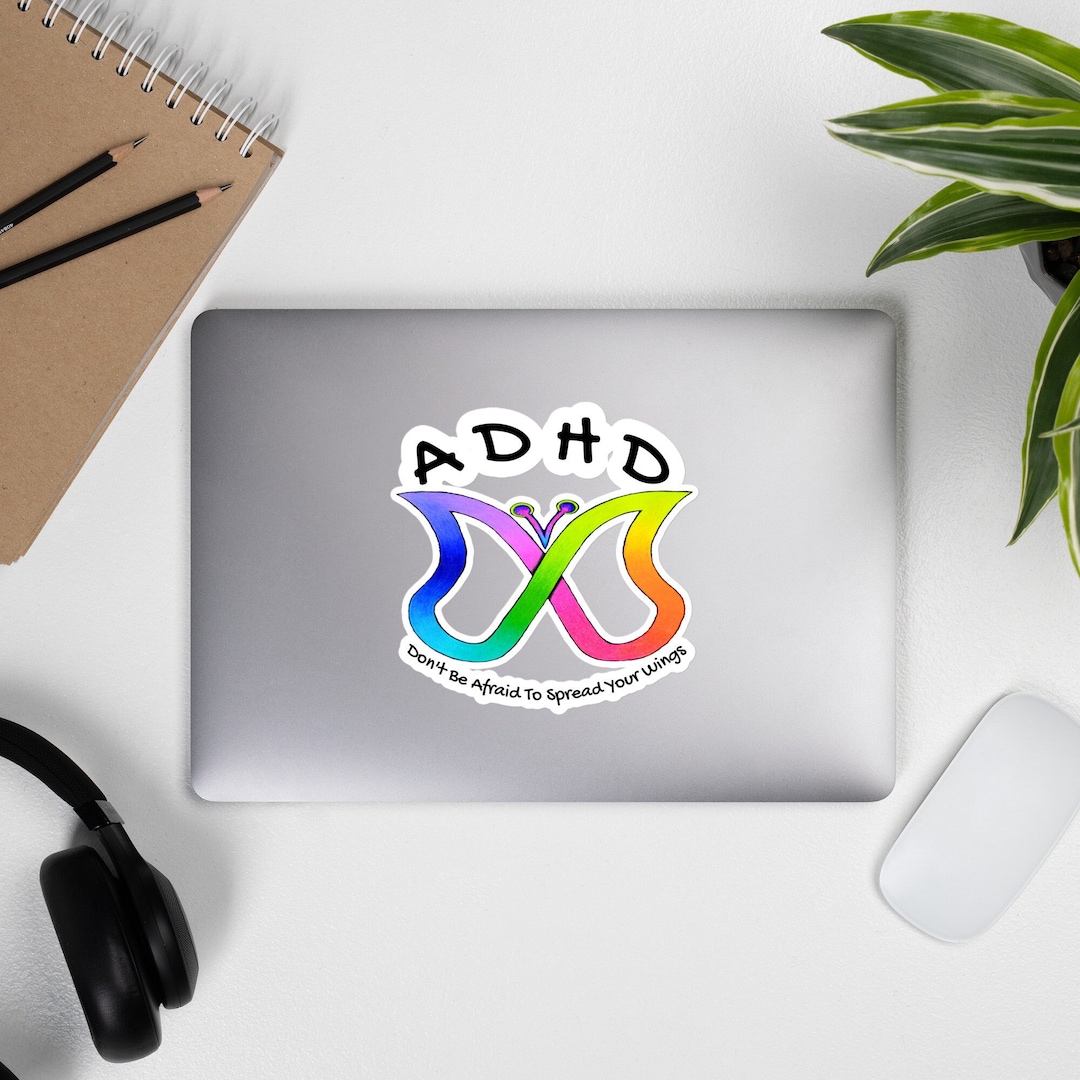 ADHD Stickers With Rainbow Infinity Butterfly Symbol - ADHD Gift "don't ...