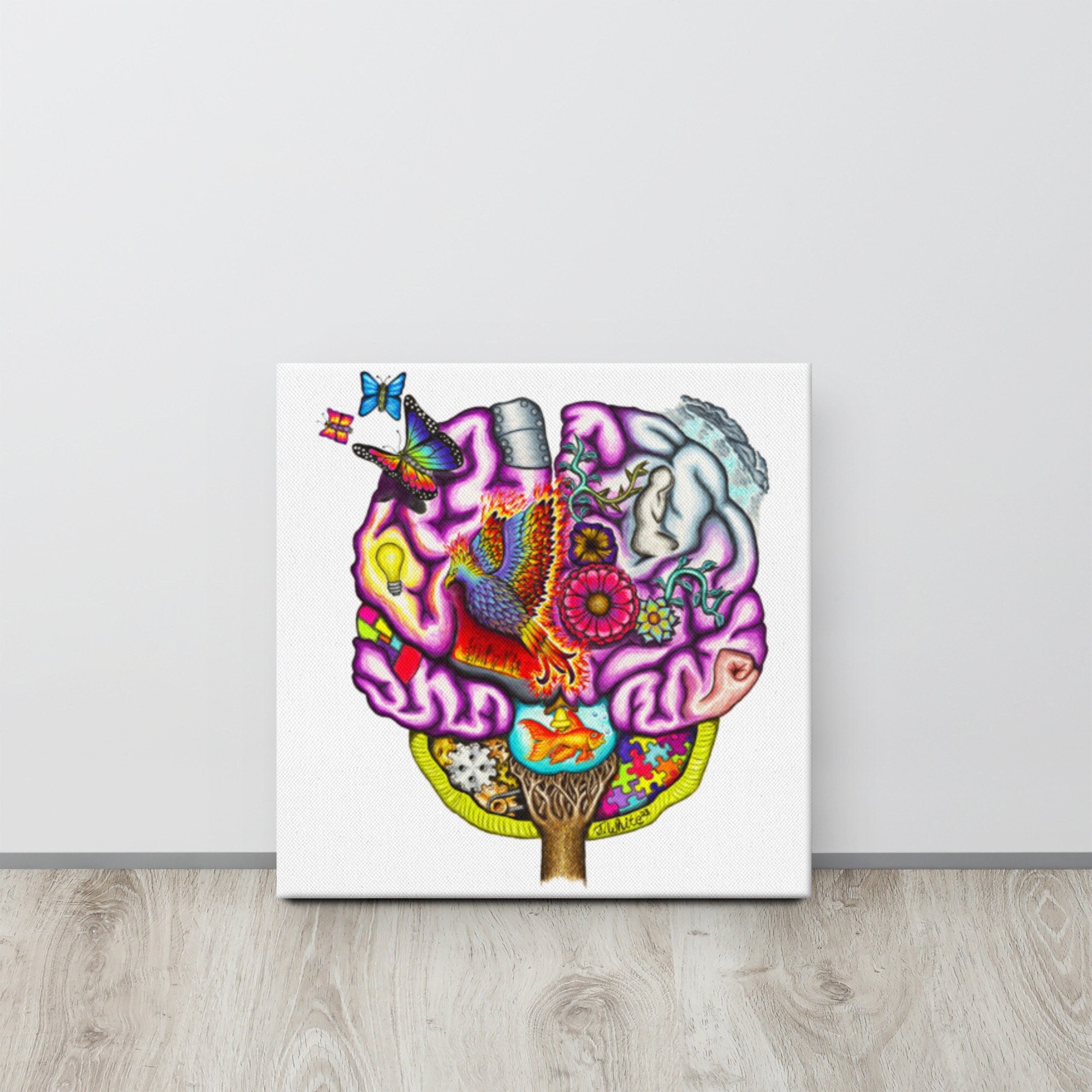 Brain Wall Art Canvas Print - Autism Wall Art - OCD Art - Bipolar Art ...