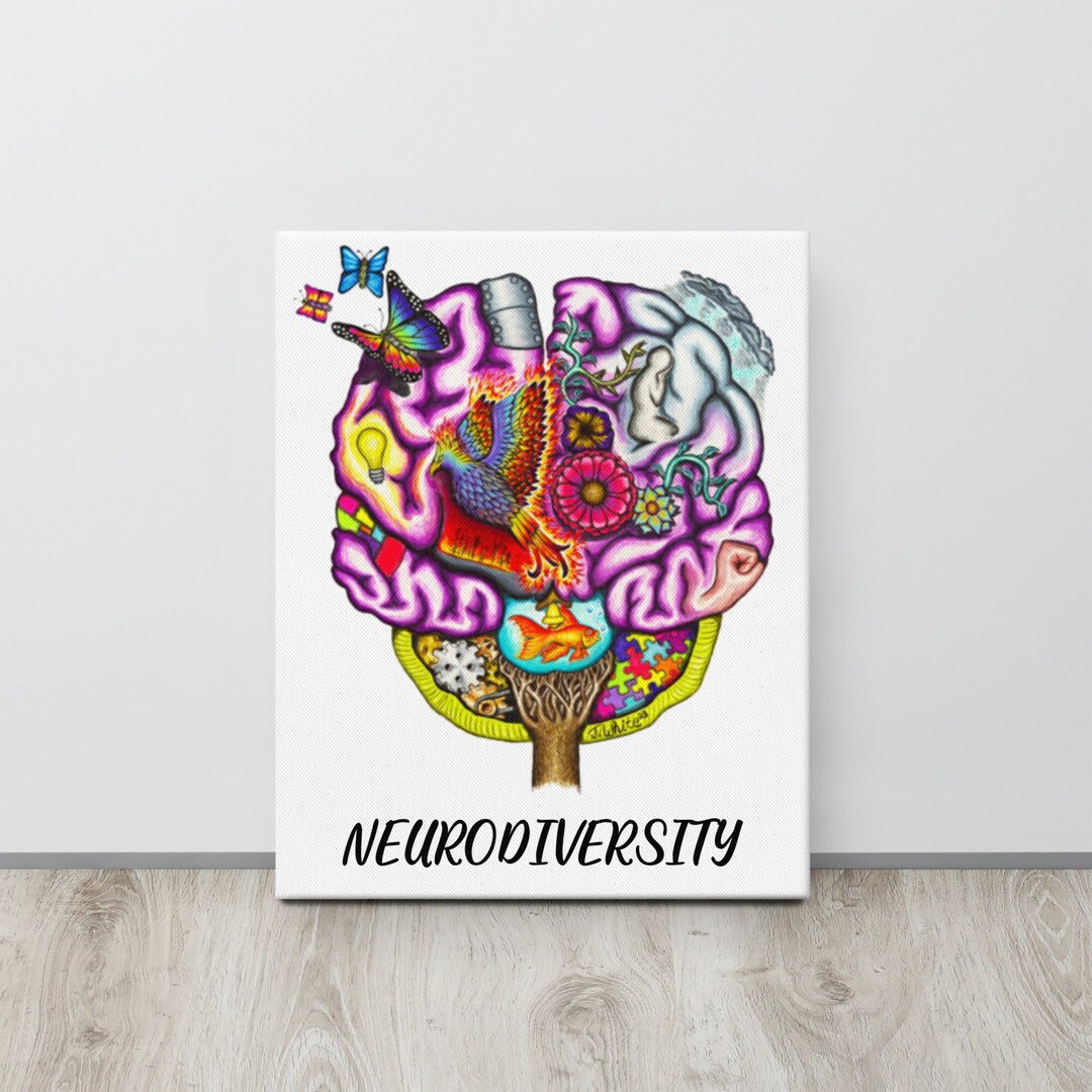 Neurodiversity Wall Art - ADHD and Autism Awareness Art - Thin Canvas ...
