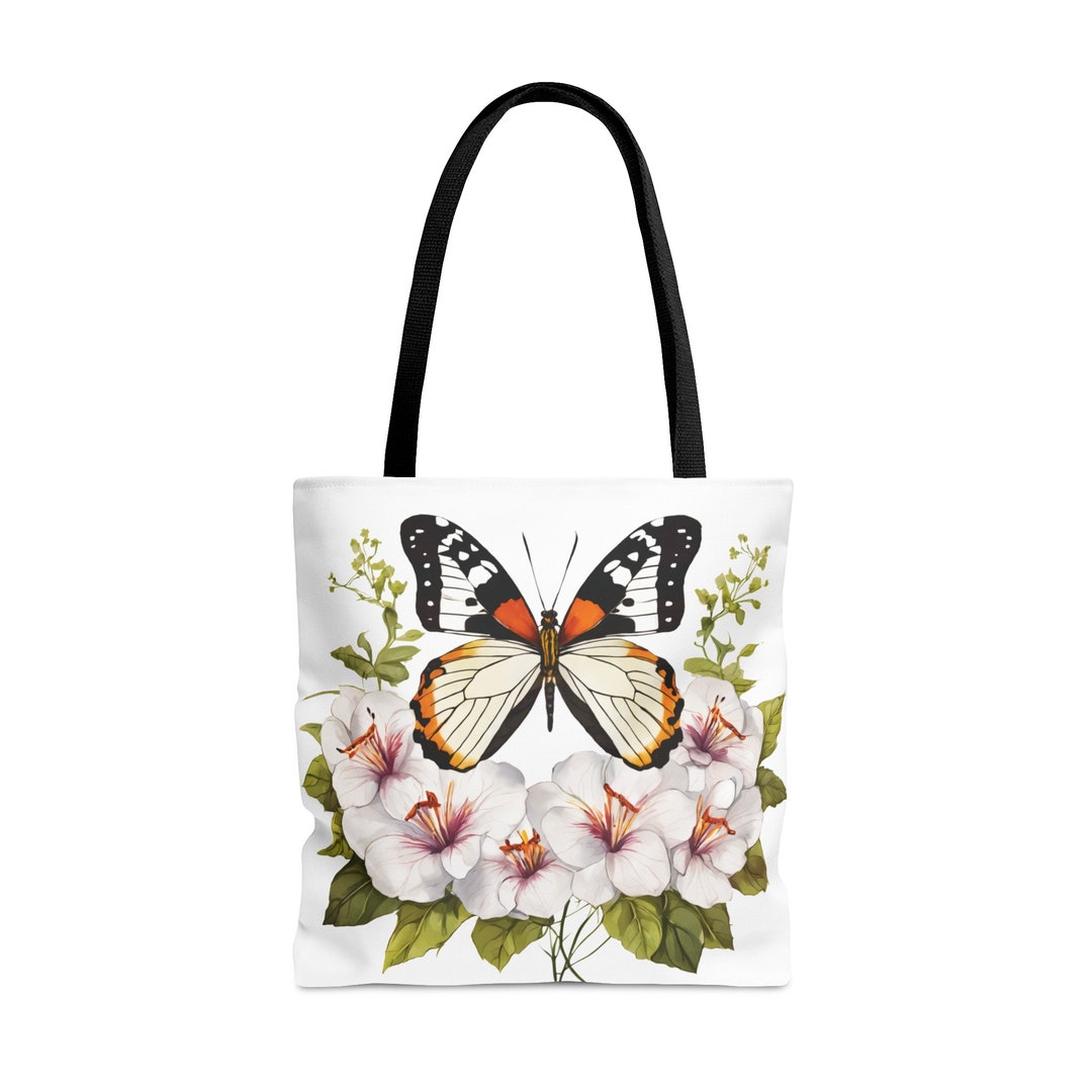 Large White Tote Bag With Black Handles 2-sided Print - Etsy