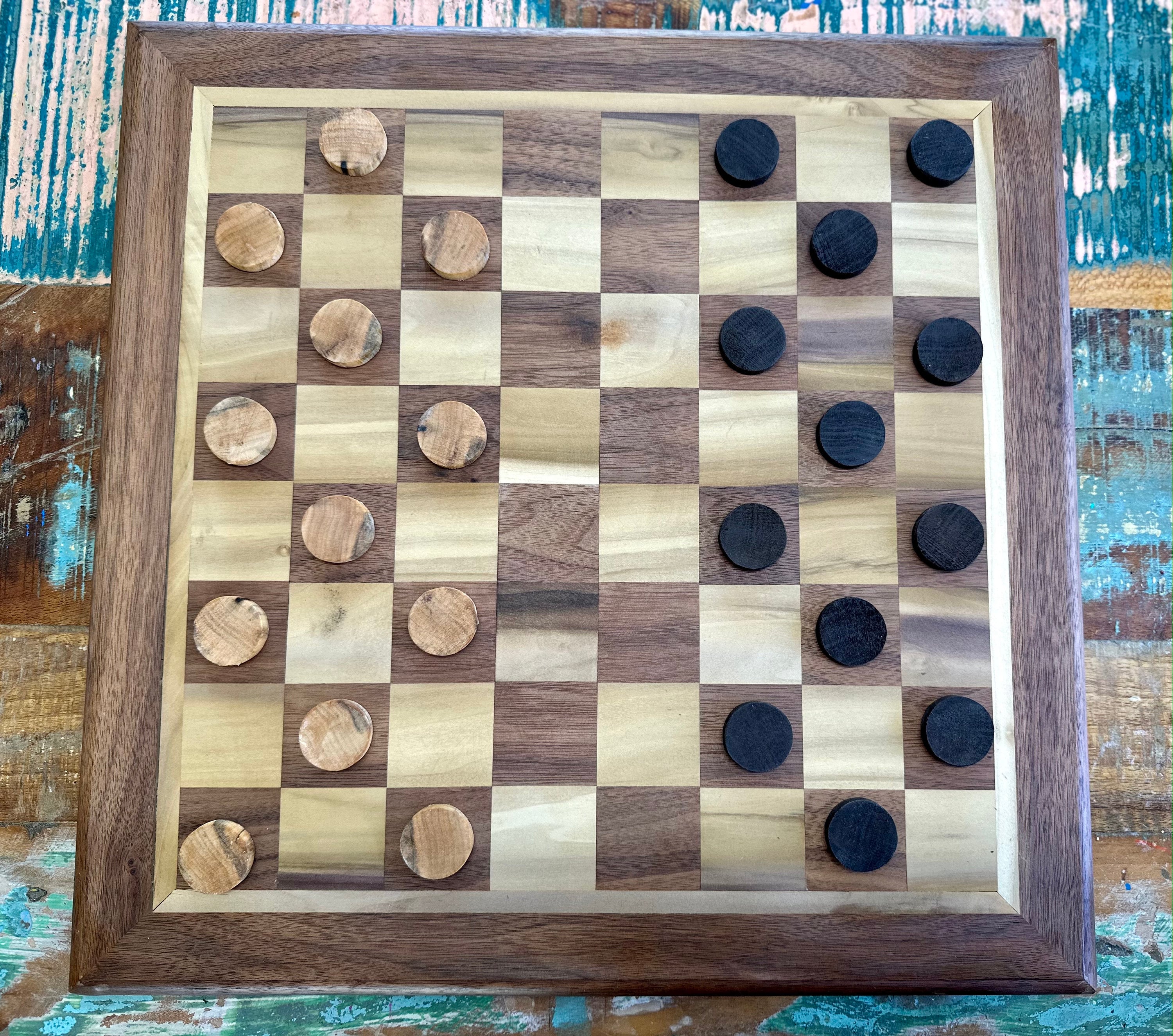 Handmade Wood Checker Board - Etsy