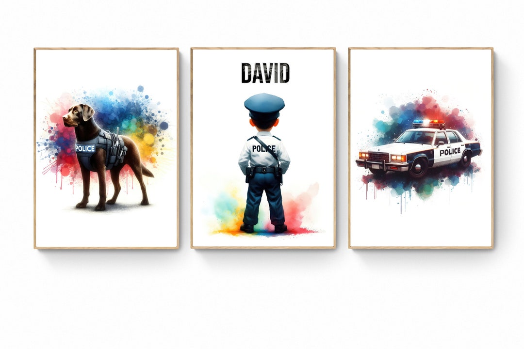 Set of 3 Personalized POLICE Posters, Little Heroes, Police in ...
