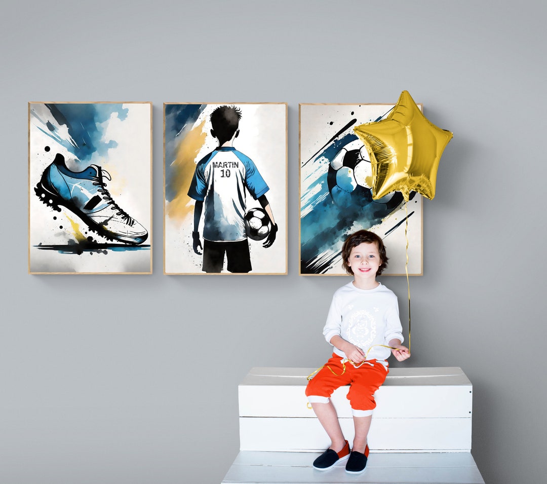 Set of 3 Personalized Soccer Posters, Soccer Art, Soccer Print, Gifts ...