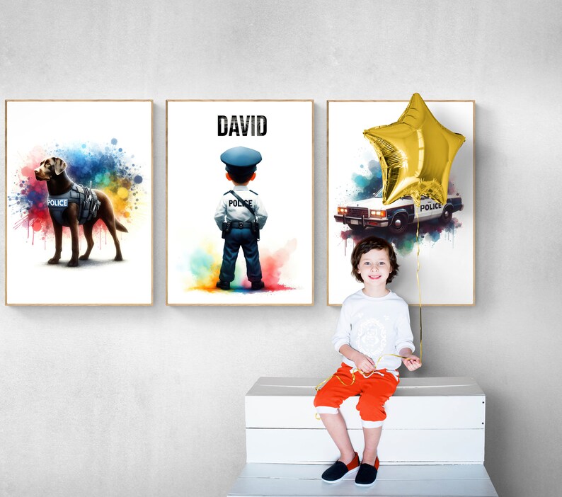 Set of 3 Personalized POLICE Posters, Little Heroes, Police in ...