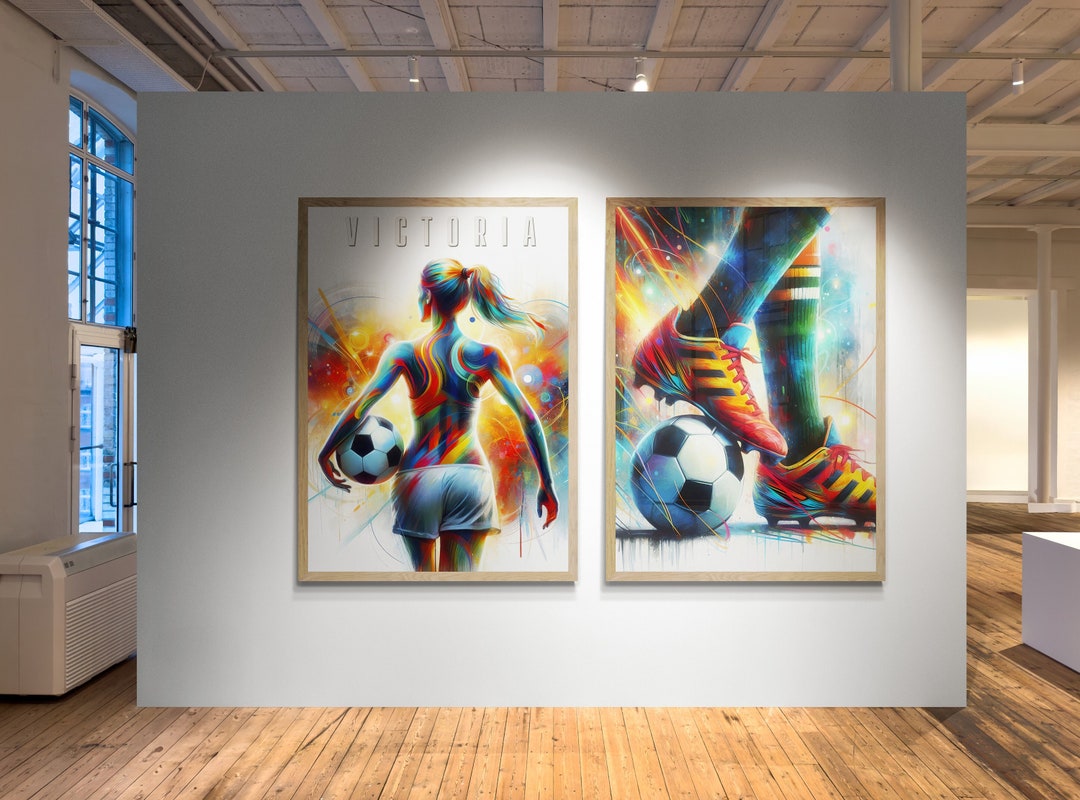 Set of 2 Personalized Football Posters, Football Art, Women's Football ...