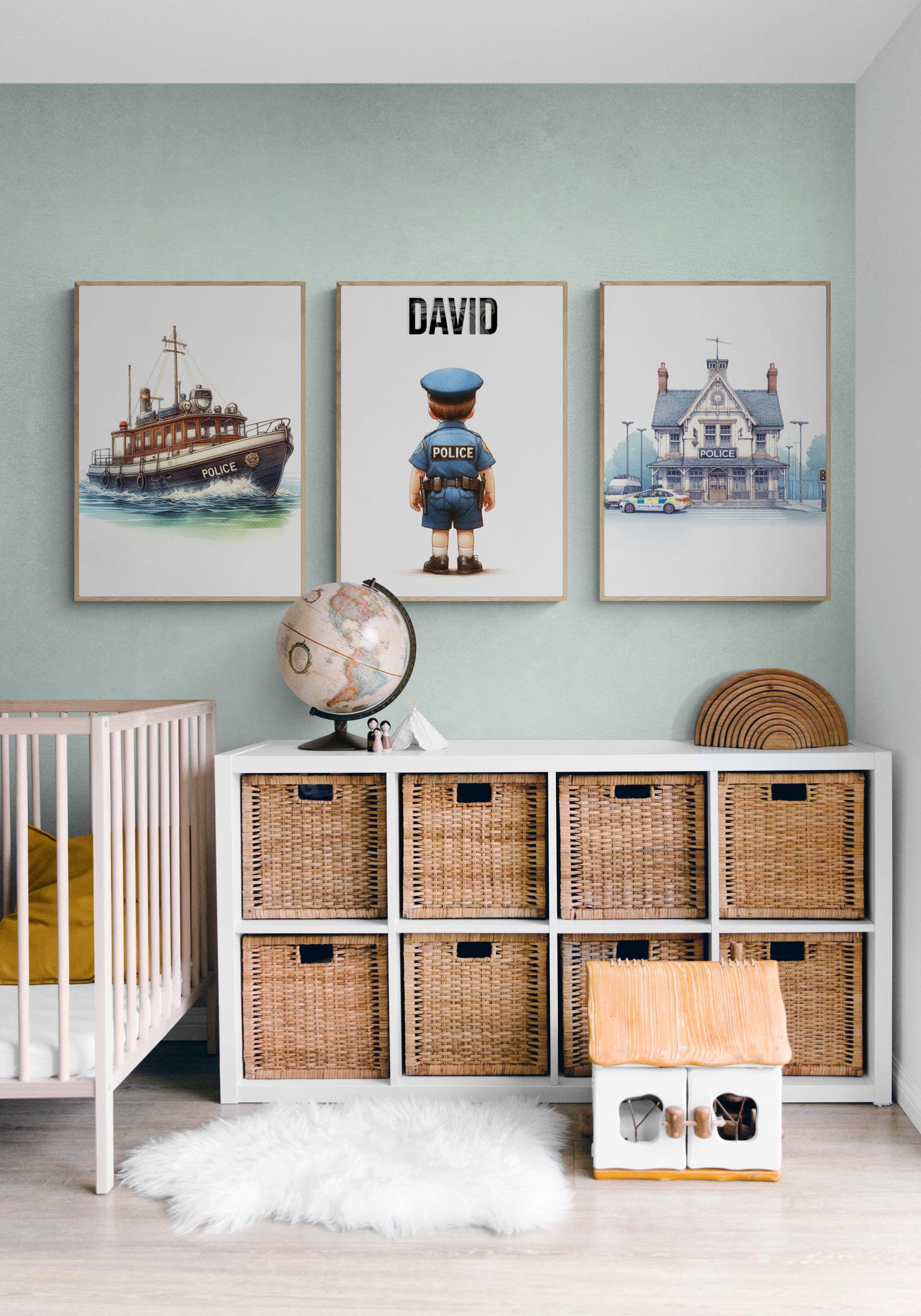 Set of 3 Personalized POLICE Posters, Little Heroes, Police Wall Decor ...