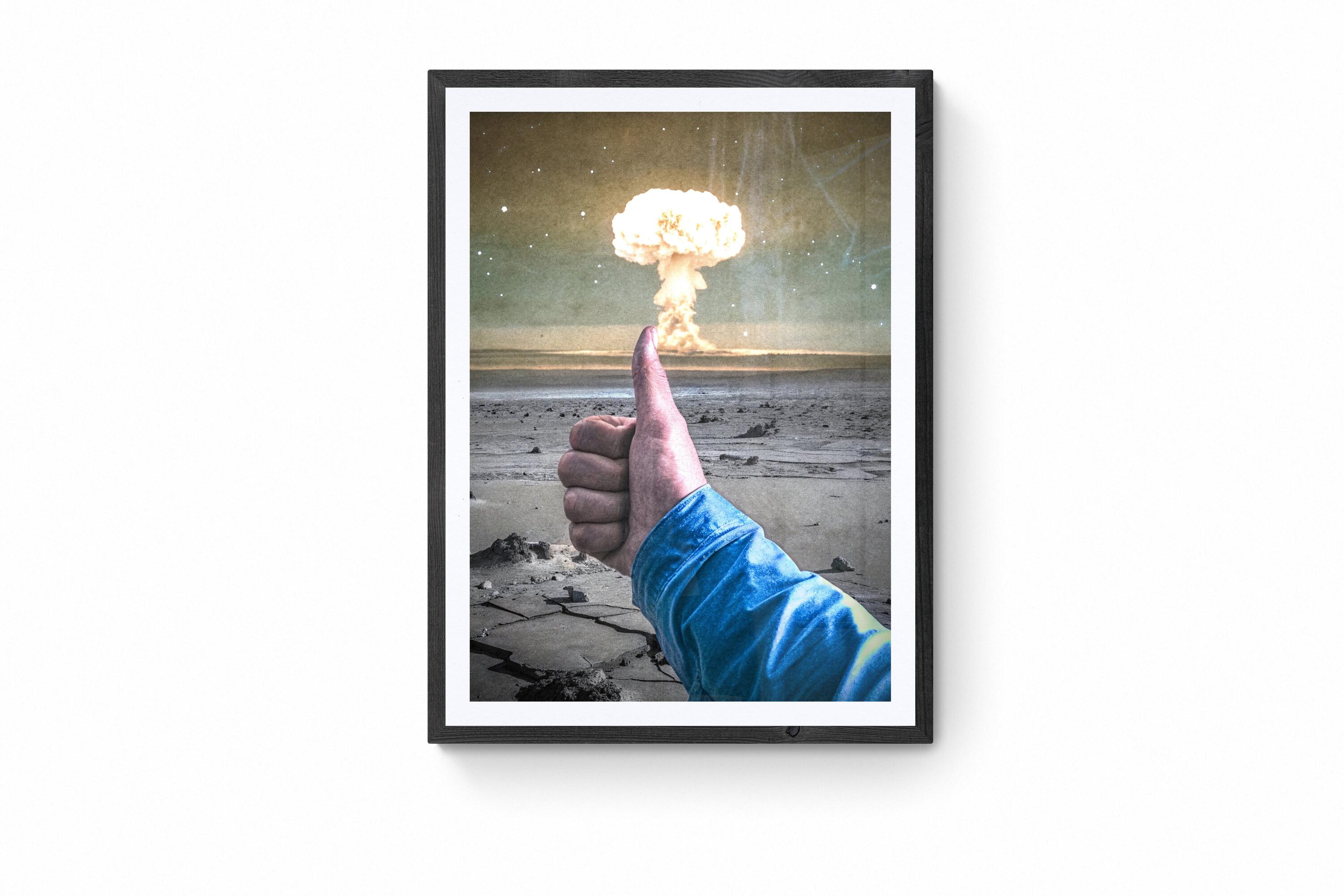 Surrealist Art Poster – Nuclear Explosion With Thumbs up – Digital ...